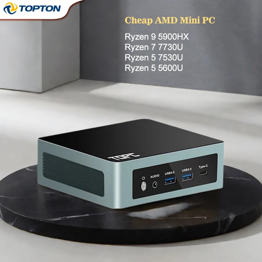 Topton Мини-ПК Ryzen 9 5900HX/Ryzen 7 7730U 5800U/Ryzen 5 7530U Windows 11 Ryzen 5 7530U, ЕС