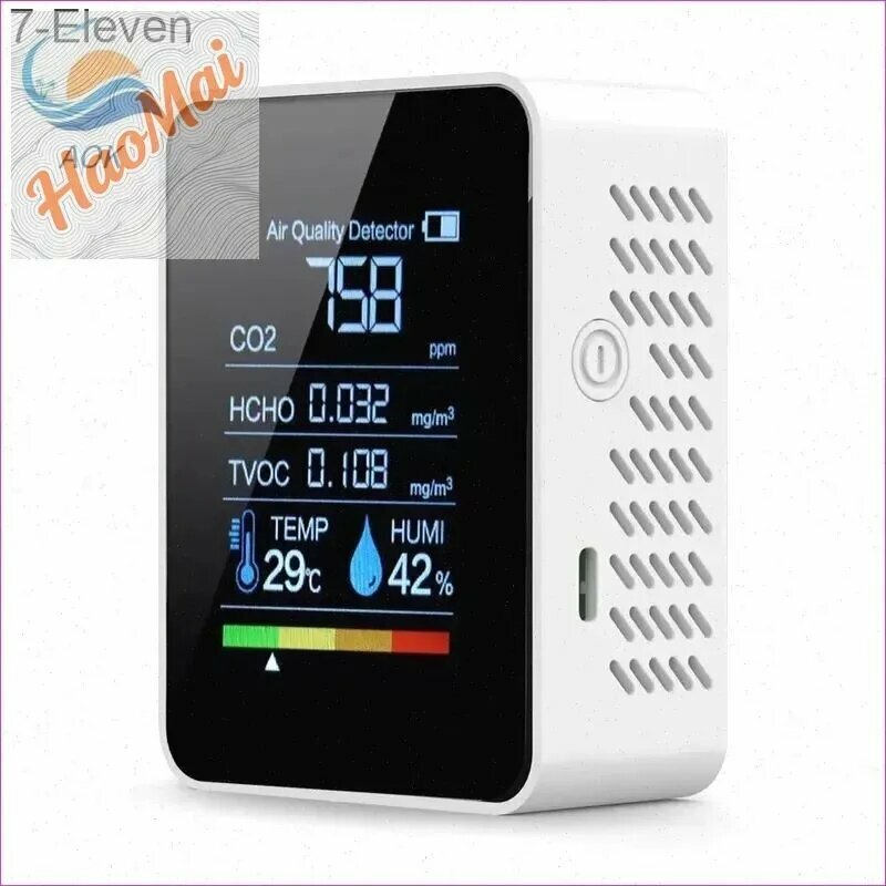 5-в-1 монитор качества воздуха: CO2, формальдегид, TVOC, температура и влажность