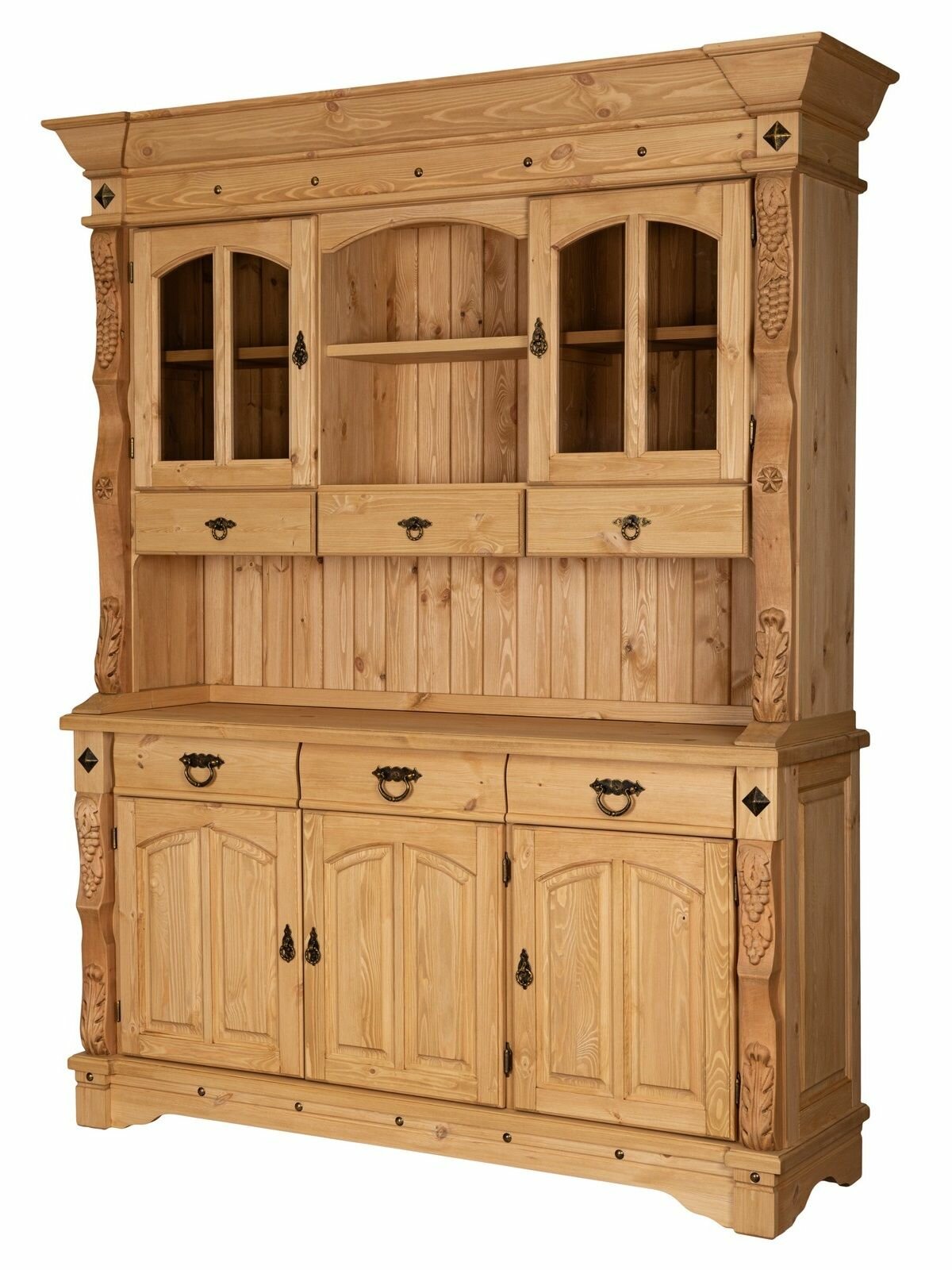 Буфет Викинг GL-05/1 (3 двери) из массива сосны (мед)