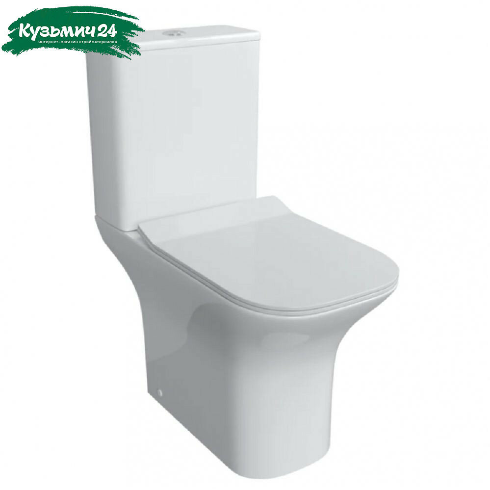 Унитаз напольный Grossman Classic GR-4464SQ, безободковый, с тонкой крышкой, белый, 350х640х800 мм