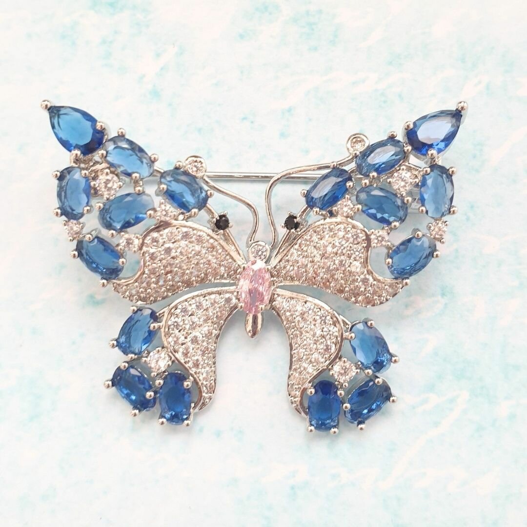 Брошь, кристалл, фианит