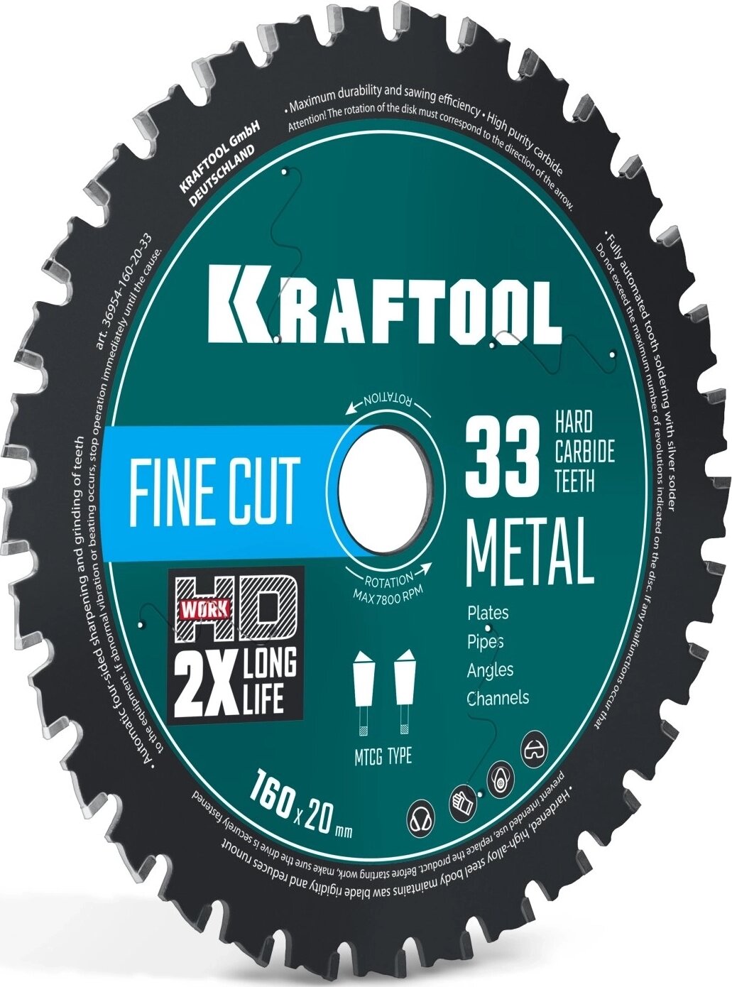 Диск пильный по металлу и стали KRAFTOOL Metal Cut 160 х 20 мм, 33Т