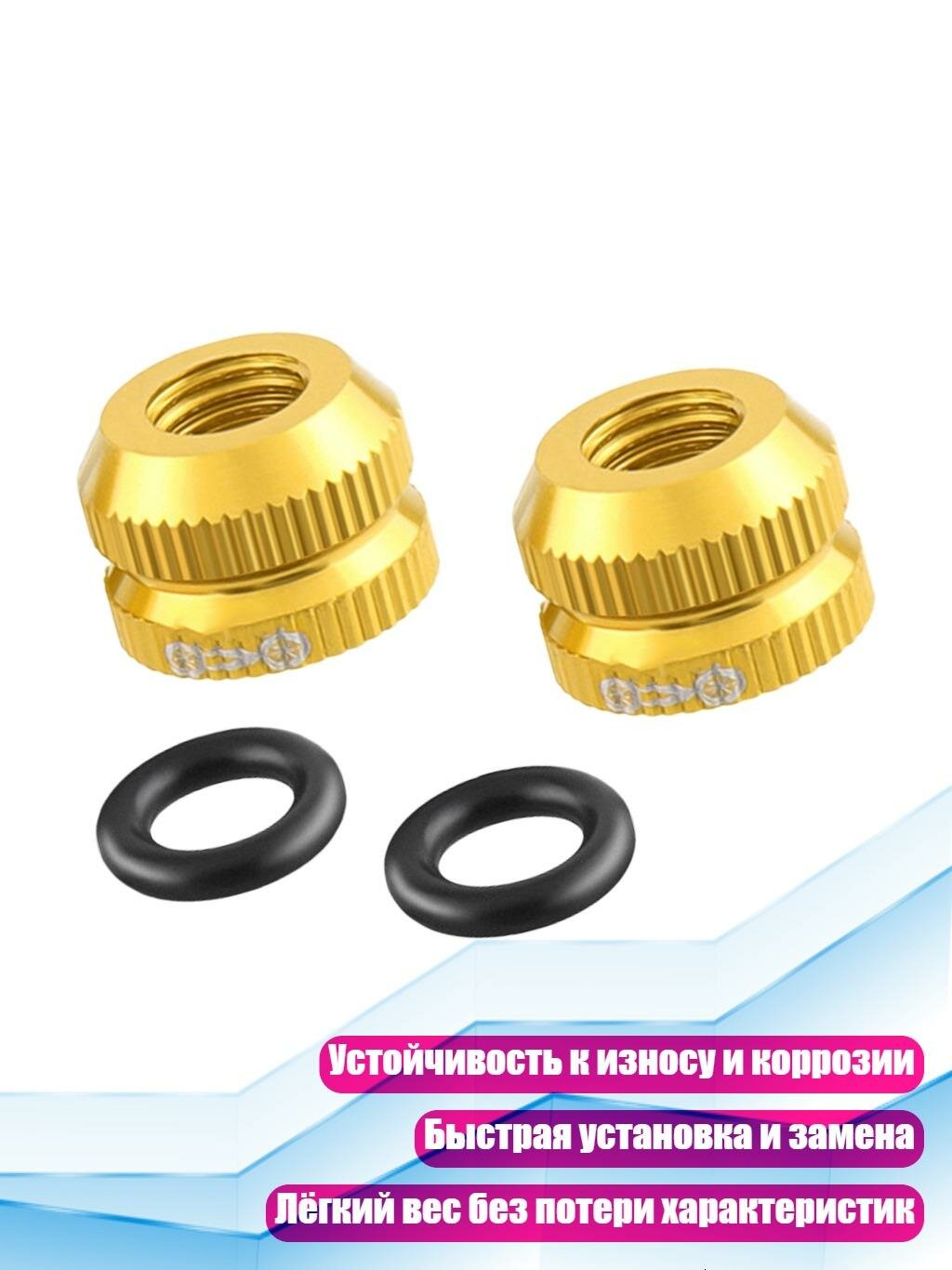 Комплект из 2 вакуумных ниппелей для велосипедных камер, Золото