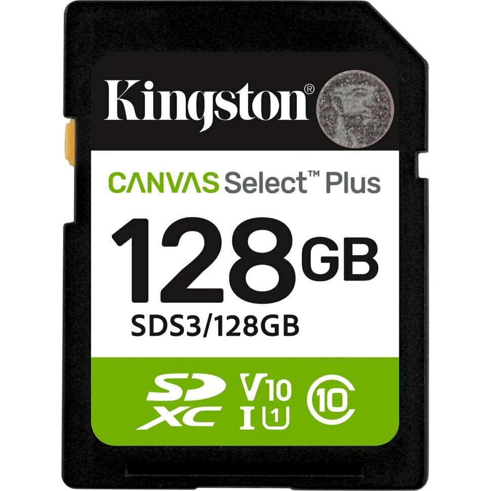 Карта памяти SDXC Kingston, 128GB, Canvas Select Plus Gen3 SDS3/128GB, 2447508