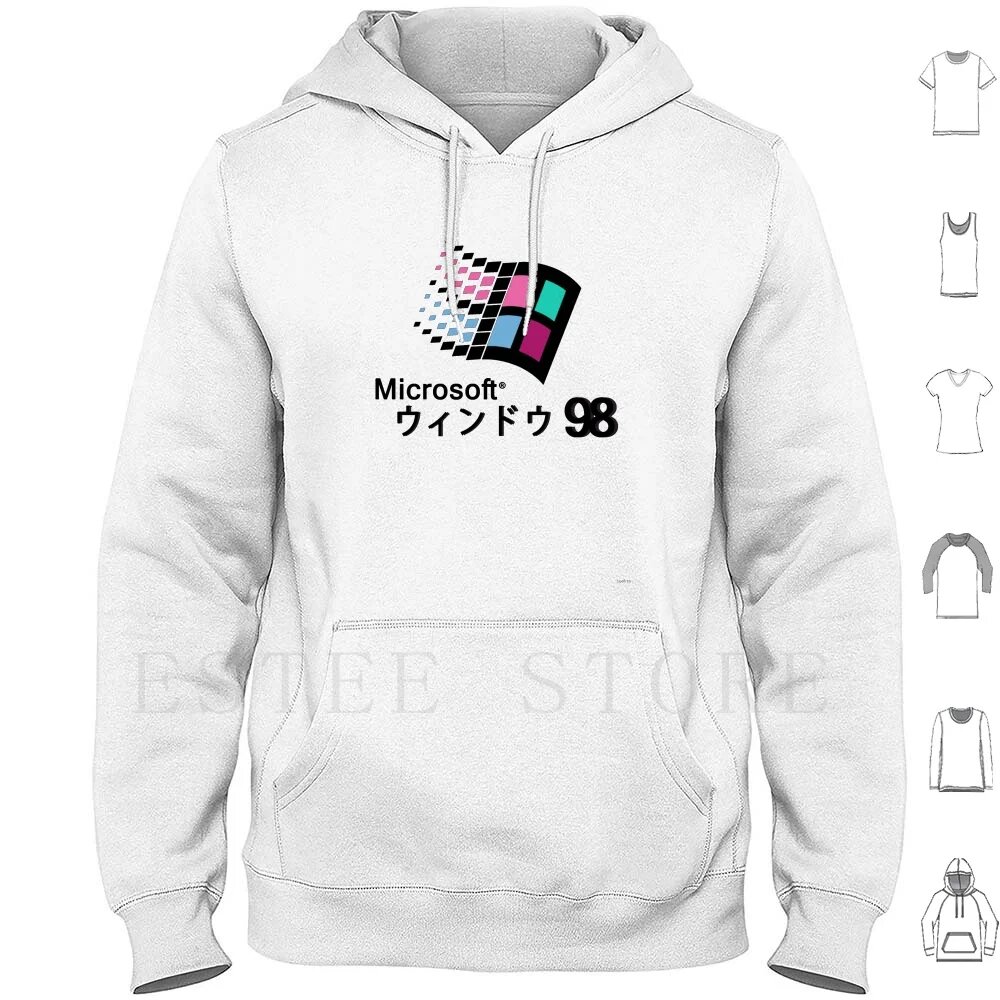 Белая хлопковая толстовка Microsoft Windows 98 Vaporwave, S