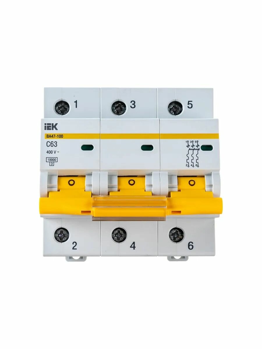 Выключатель автоматический трехполюсный ВА47-100 25А D 10кА код. MVA40-3-025-D IEK