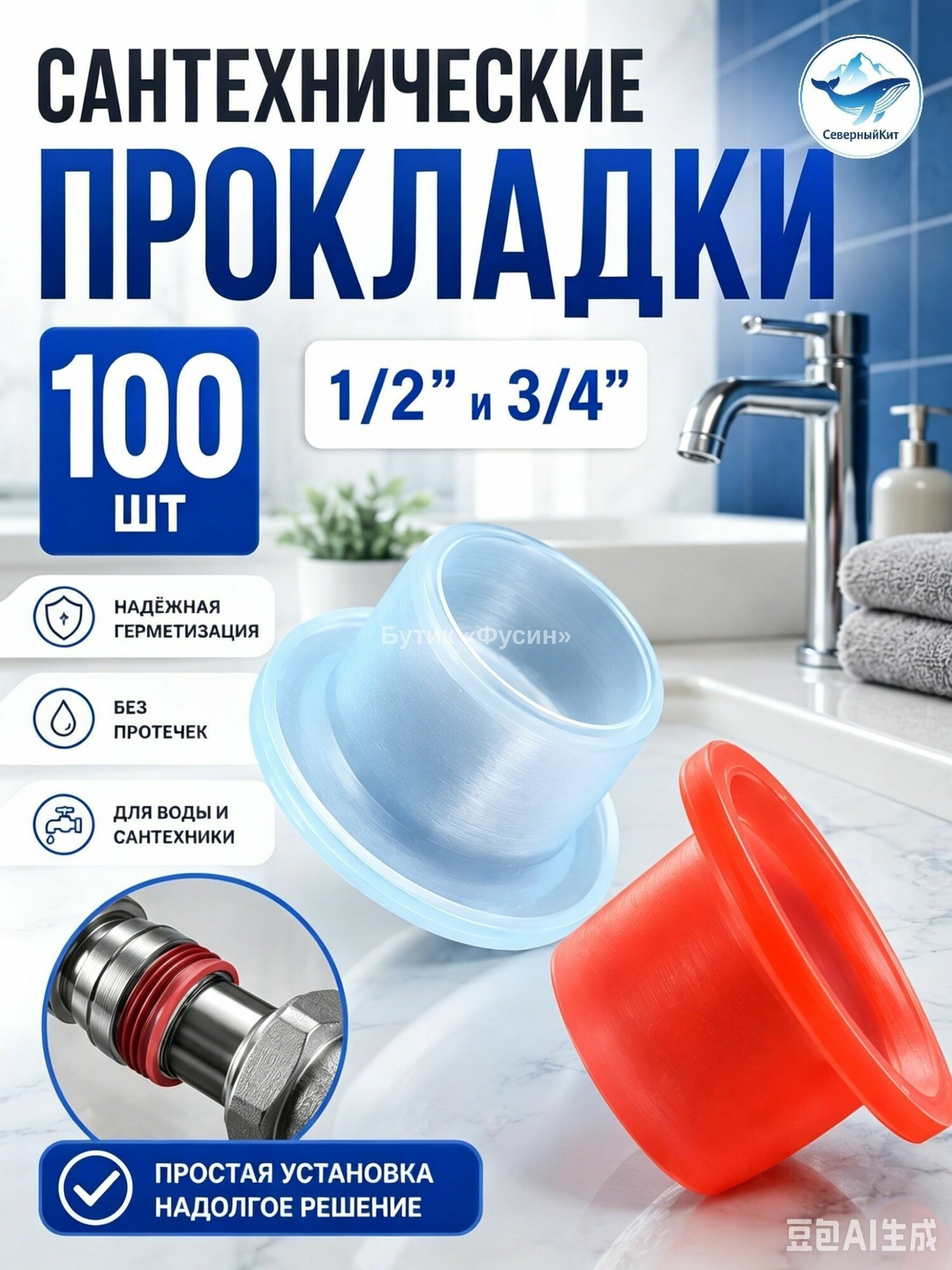 Силиконовая прокладка универсальная 1/2,3/4 для смесителя. Набор 99 шт Случайный красный и белый ц