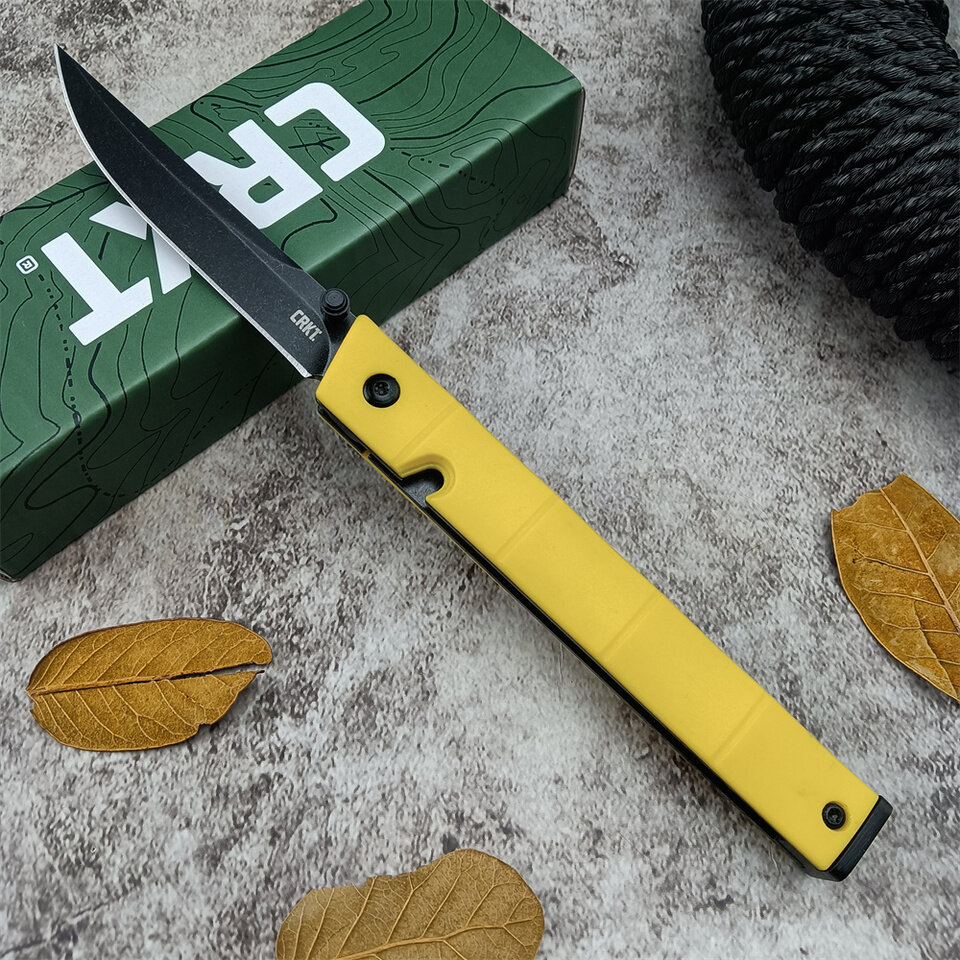 Складной нож CRKT CEO Bamboo 7096YGK с клинком из стали 8Cr13Mov с обработкой Stonewashed, рукоятью из нейлонового стекловолокна, для повседневного ношения, с замком Liner Lock.