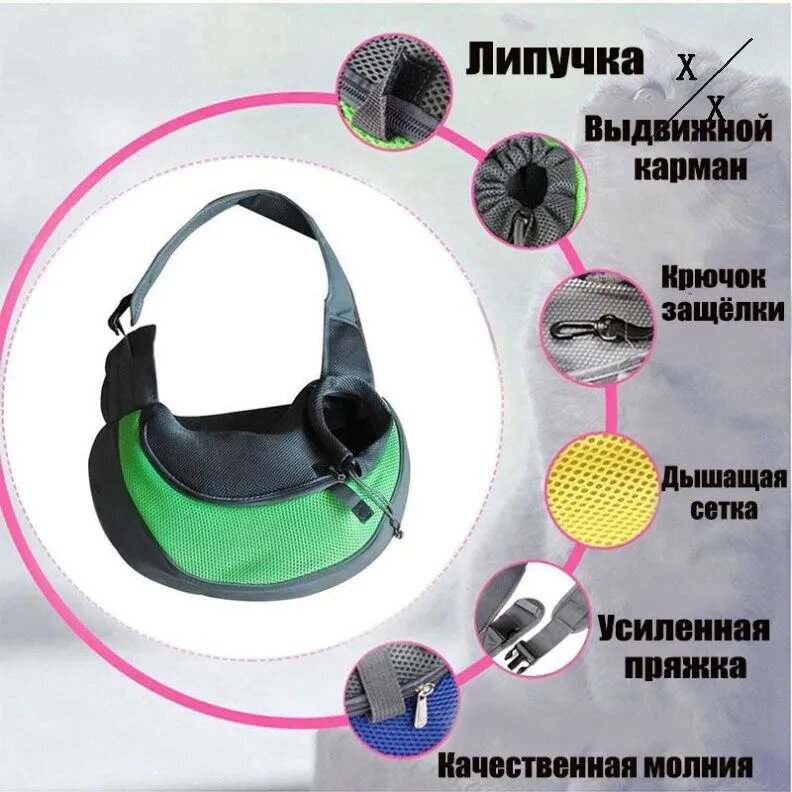 Переноска для кошек и маленьких собак, с мягкой подкладкой и плечевым ремнем, небесно-голубая — фото 1