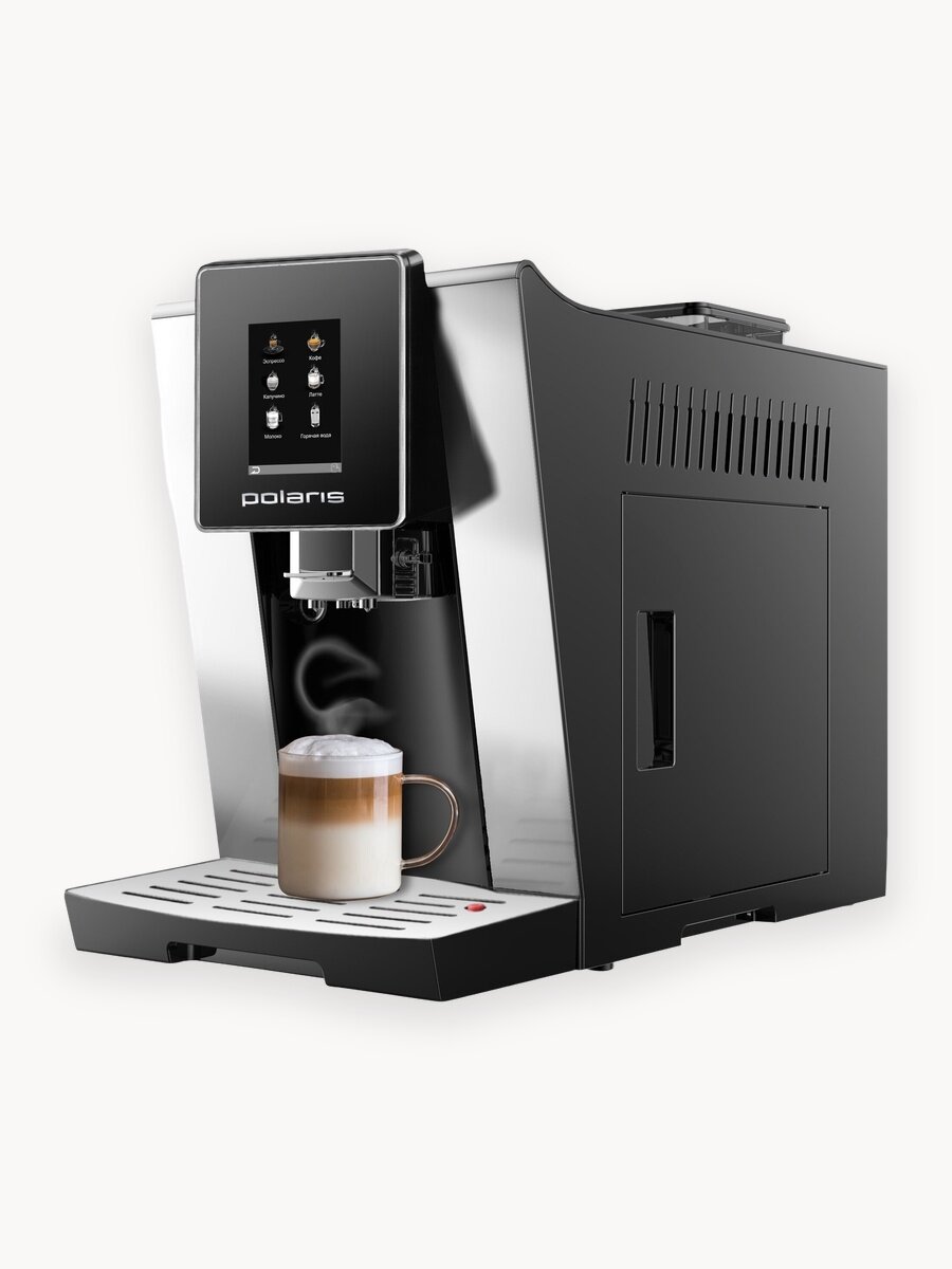Кофемашина автоматическая Polaris PACM 2060AC с капучинатором и встроенной кофемолкой, черный/серебряный