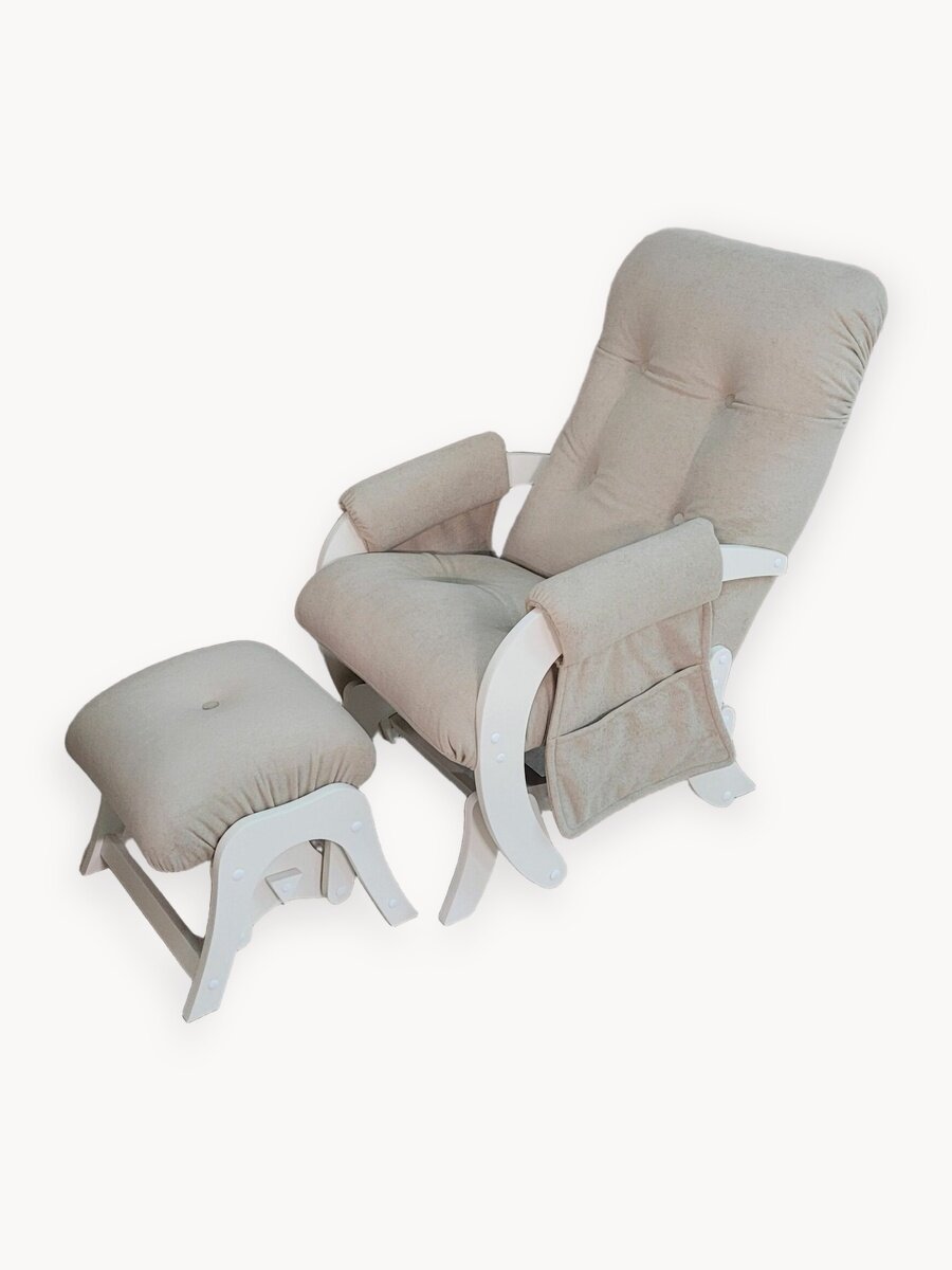 Кресло-качалка Wood Space "Премиум" с пуфом-качалкой и карманами, анатомическое, для отдыха и кормления