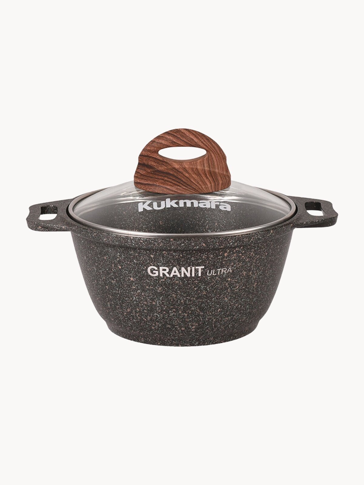 Кастрюля Kukmara 1л со стекл. крышкой, АП линия "Granit ultra" (original) c 7 слойной системой покрытия