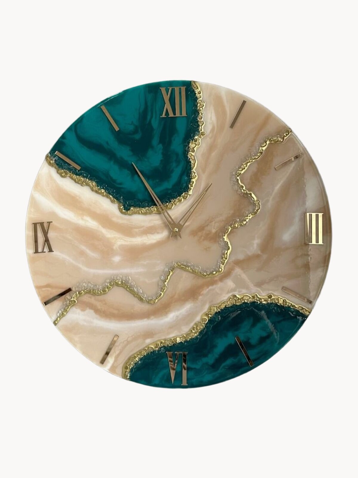 Круглые часы настенные бесшумные из эпоксидной смолы