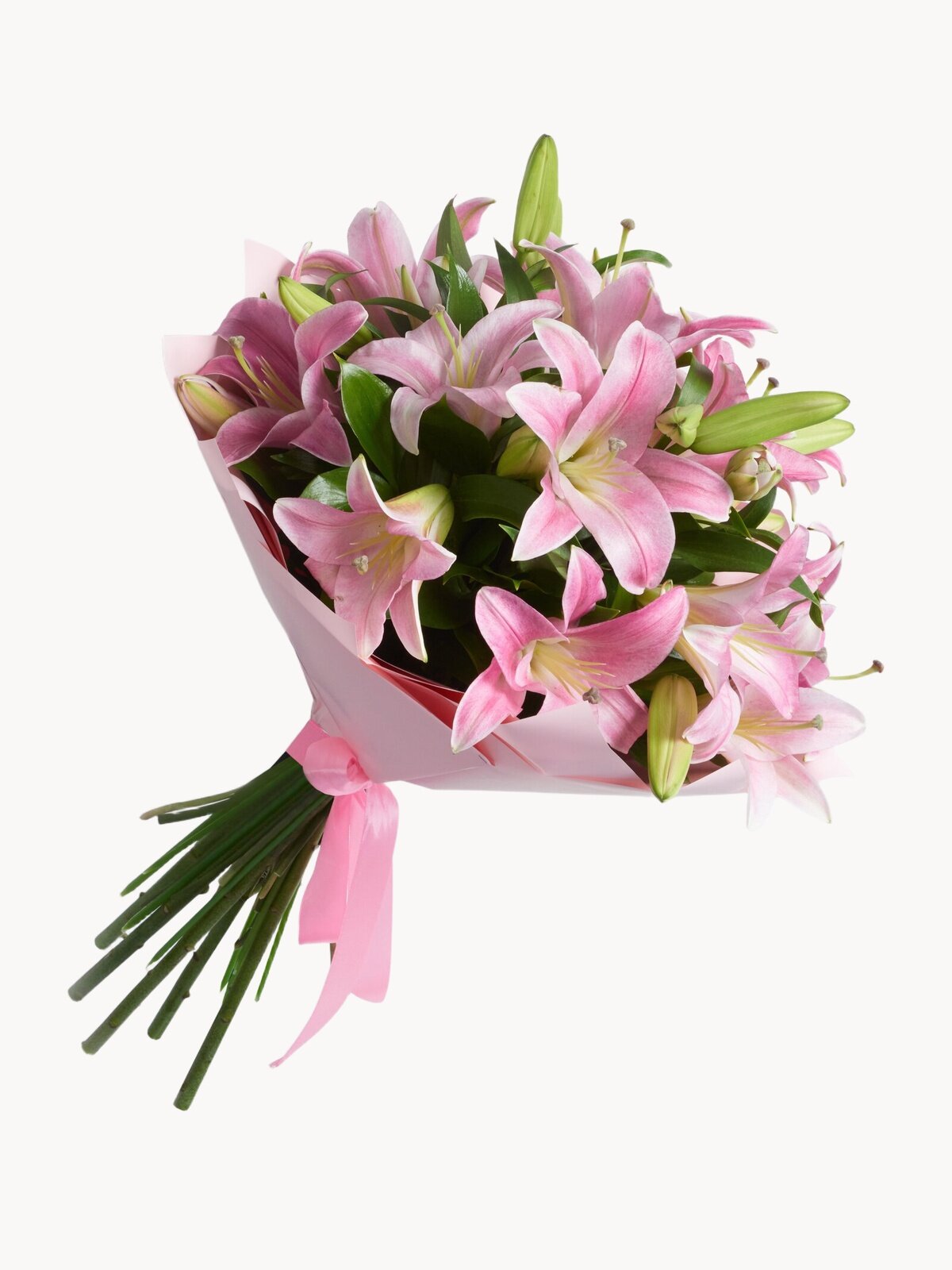 Букет живых цветов из 5 розовых лилий Розовые Лилии от Ласфлоре