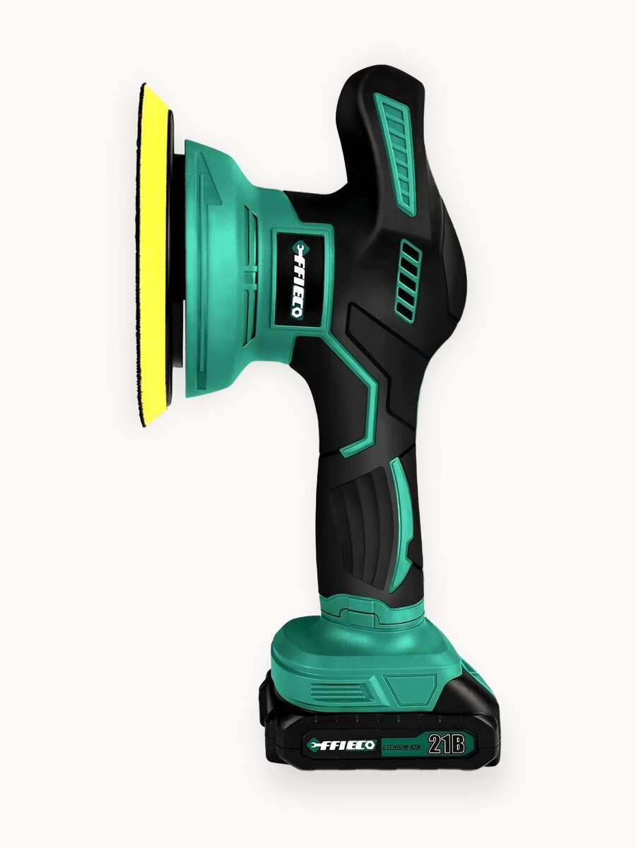 Полировальная машинка для автомобиляEFFIECO, шлифовальная машинка,8 скоростей,21B,2АКБ,6000об/мин, зеленыйшлифмашинка