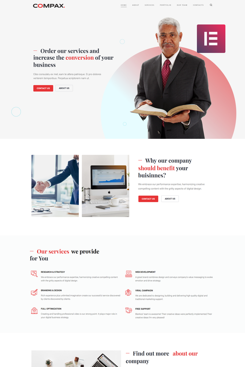 Подарочный сертификат на Шаблон для сайта Вордпресс с демоконтентом Compax - Minimal Creative Business WordPress Elementor Theme Theme WordPress