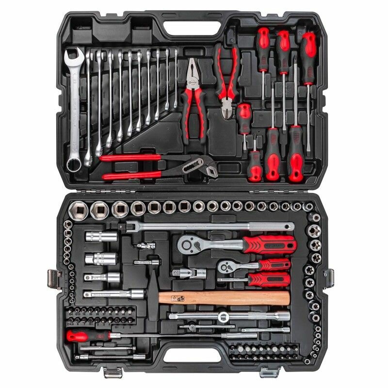 Набор автоинструментов FORCEKRAFT 124 предмета, 1/4", 1/2", в кейсе