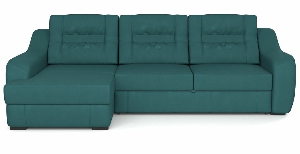 Угловой диван-кровать, раскладной, высоковыкатной, PUSHE Ройс, левый угол, зеленый Formula 697