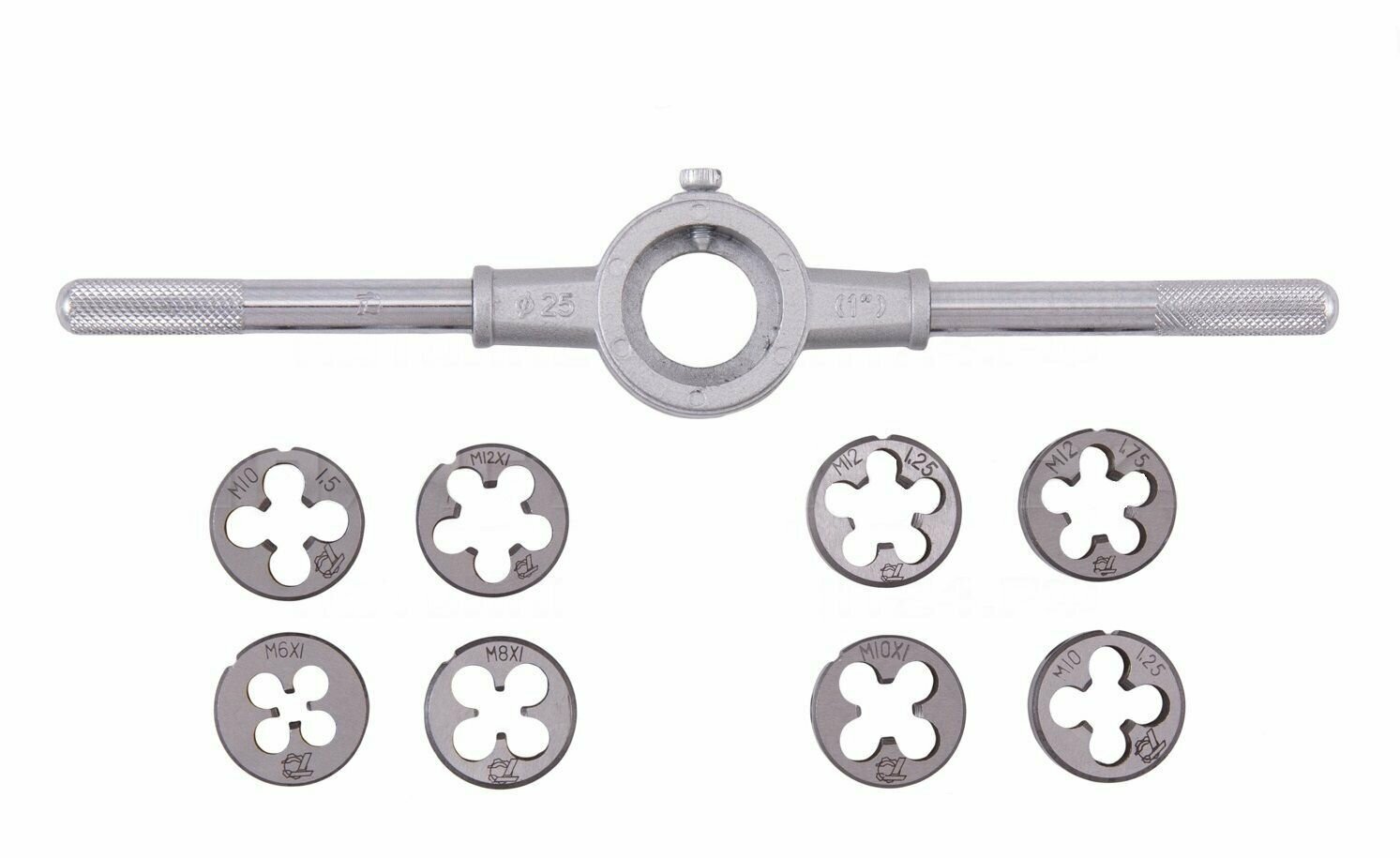 Набор плашек с воротком М 6-М12 , 9 шт, техмаш 11686