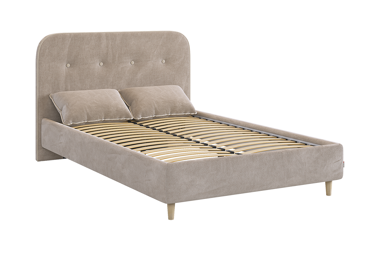Кровать с основанием "Лео" 120х200 см, цвет Латте/капучино (велюр), Mebelson