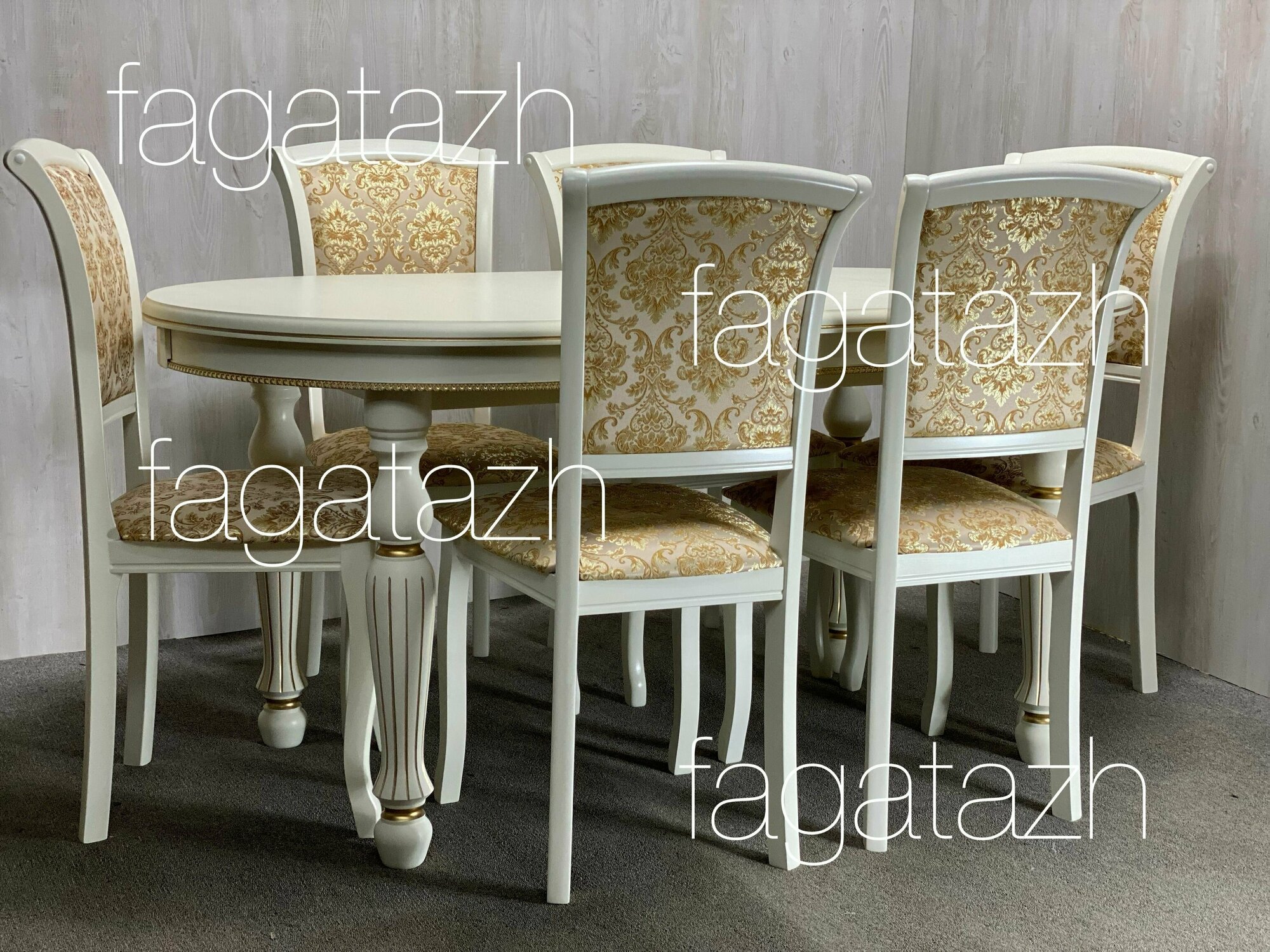 Обеденная группа, стол овальный раздвижной кухонный 160/90 см и 6 стульев