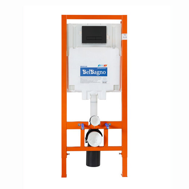 Инсталляция для унитаза BelBagno BB002-80 с кнопкой BB021-GV-NERO. M черный матовый