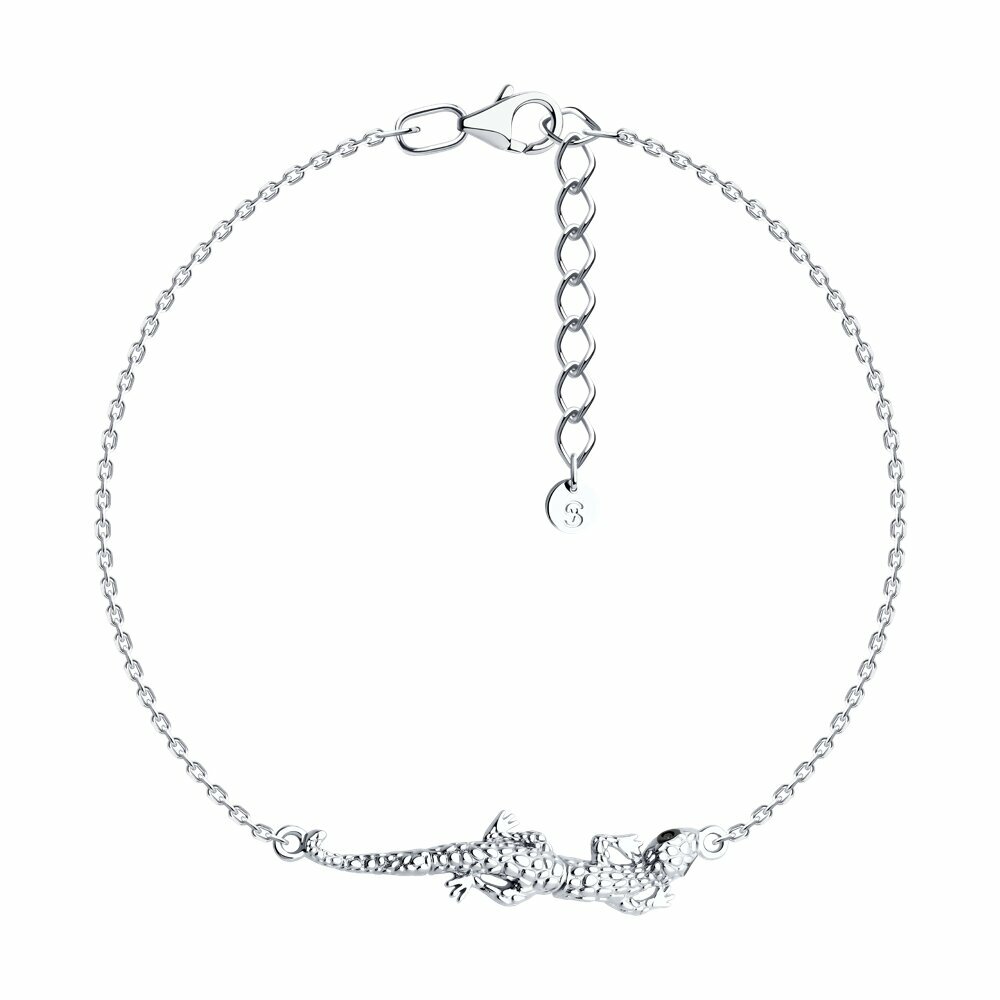 Браслет, серебро, 925 проба, родирование, фианит