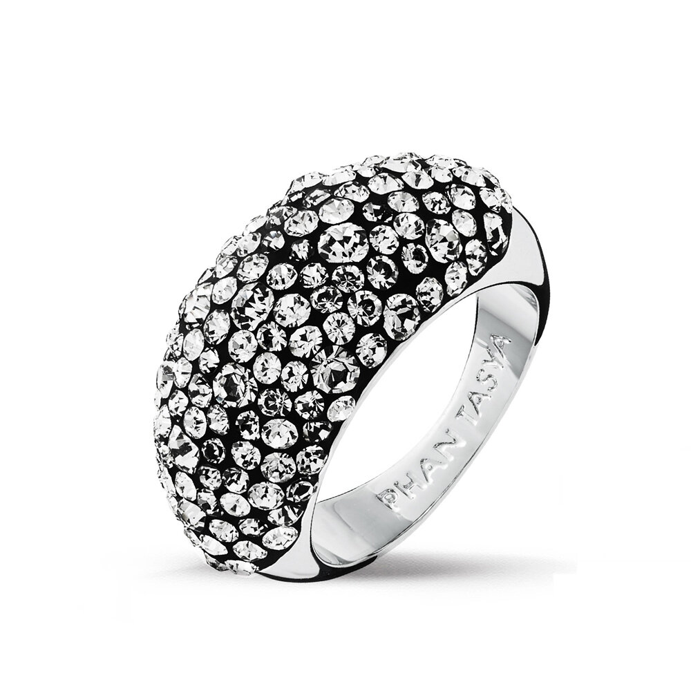 Кольцо на фалангу, серебро, 925 проба, родирование, кристаллы Swarovski