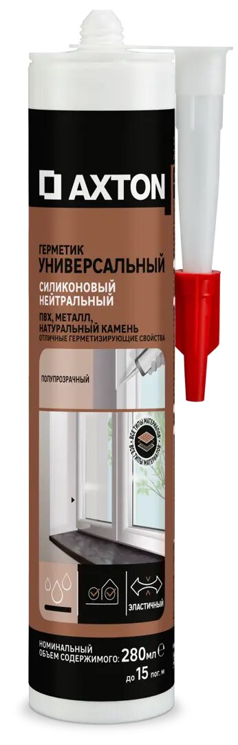 Герметик силиконовый Axton универсальный бесцветный нейтральный 280 мл
