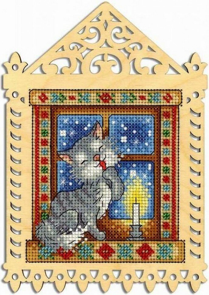 Набор для вышивания Щепка #О-001 Зимний вечер, Счетный крест, 14 x 19 см
