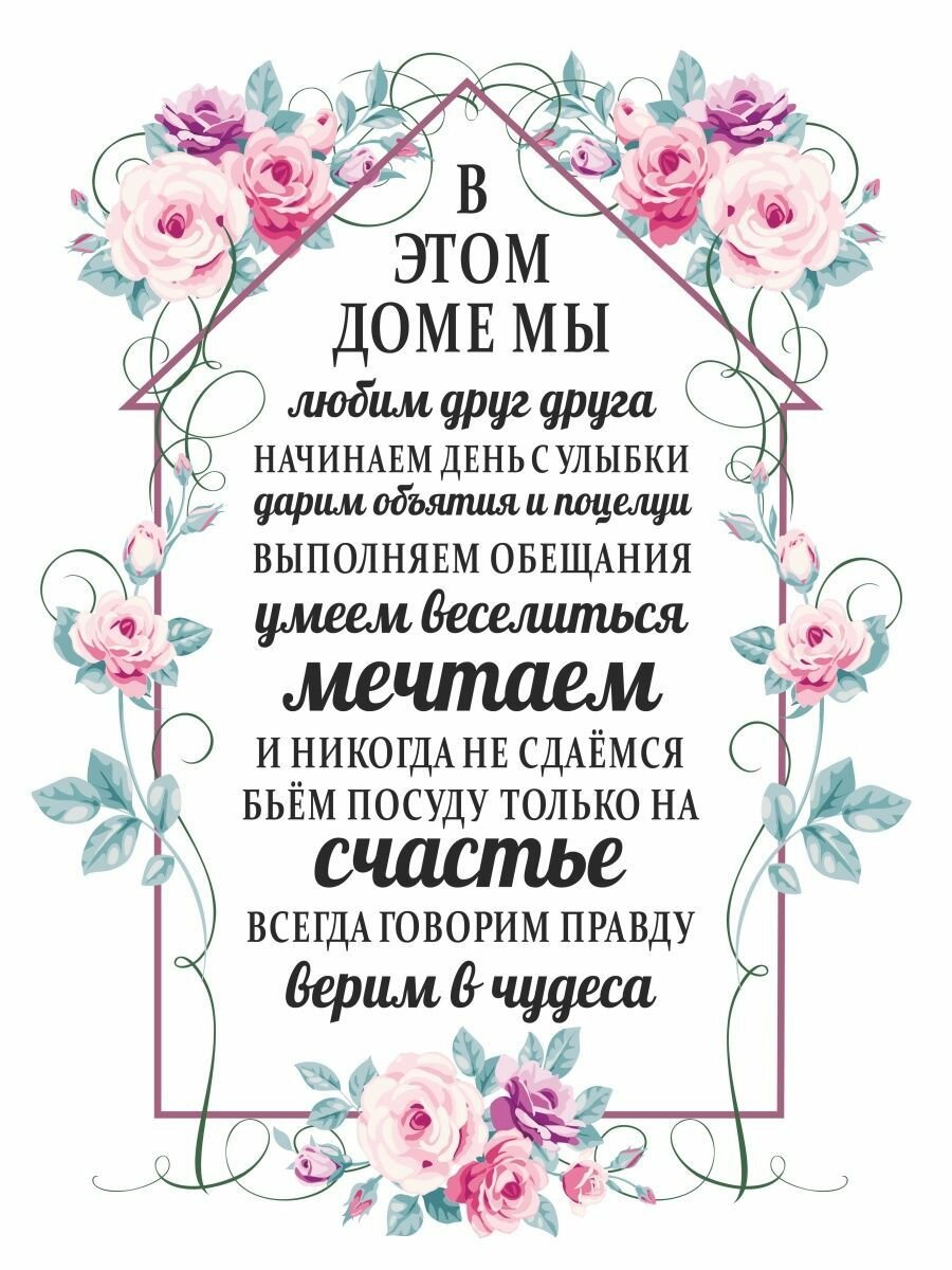 Постер Правила Дома, плакат для семьи 32х45см