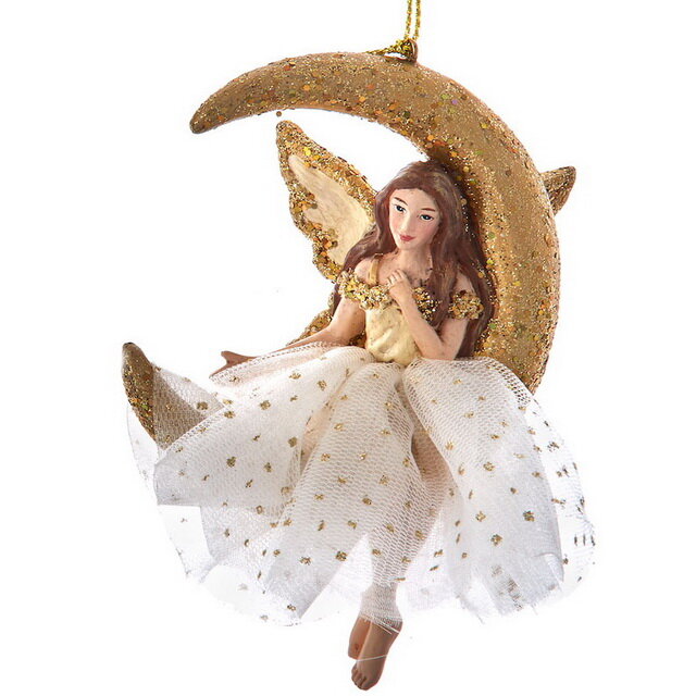 Елочная игрушка Фея Эвридика на полумесяце 11 см, подвеска, Kurts Adler, E0846-1