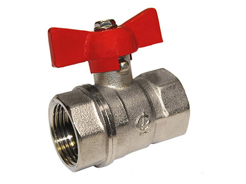 Кран шаровой латунь никель Стандарт 230 аналог 11б27п1 Ду 20 Ру40 ВР бабочка галлоп 107186