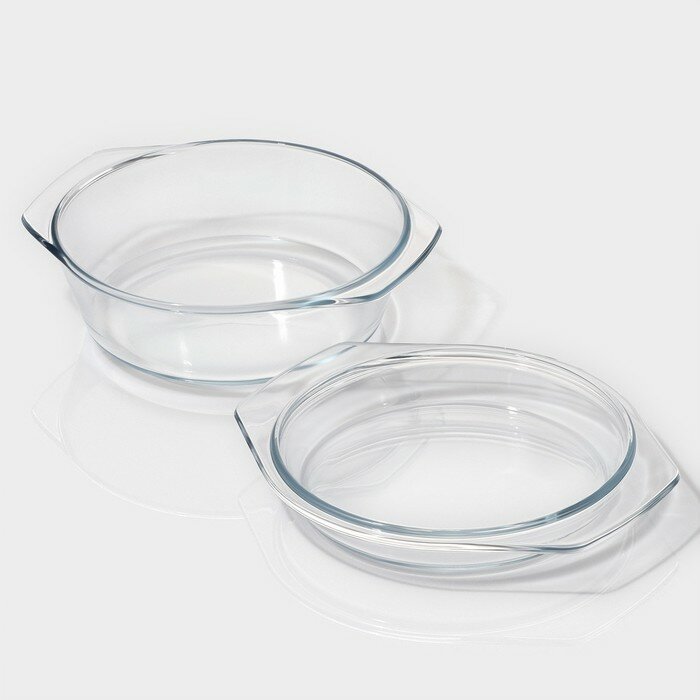 Кастрюля для запекания Доляна «Фуэго», 1 л, 20.7×18×8 см, жаропрочное стекло, прозрачная