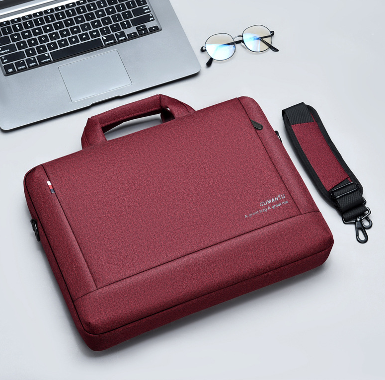 Сумка-портфель MyPads M020 из качественной импортной износостойкой влагозащитной ткани «Оксфорд» бизнес класса для ноутбука Huawei Honor MSI Lenovo HP Acer Redmi водонепроницаемая долговечная мужская женская красное вино (15.0 / 15.4" дюймов)