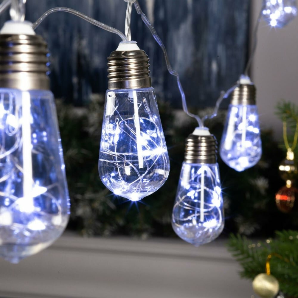 Нить Luazon ROSA 3 м, с насадками Лампа 8 см, IP20, Н. С. LED-80-12V, 8 режимов, белый 6929847, белый — фото 1
