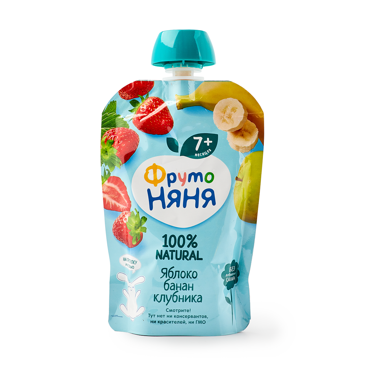 Десерт ФрутоНяня "Яблоко-Банан-Клубника", с 7 мес, 90 грамм.