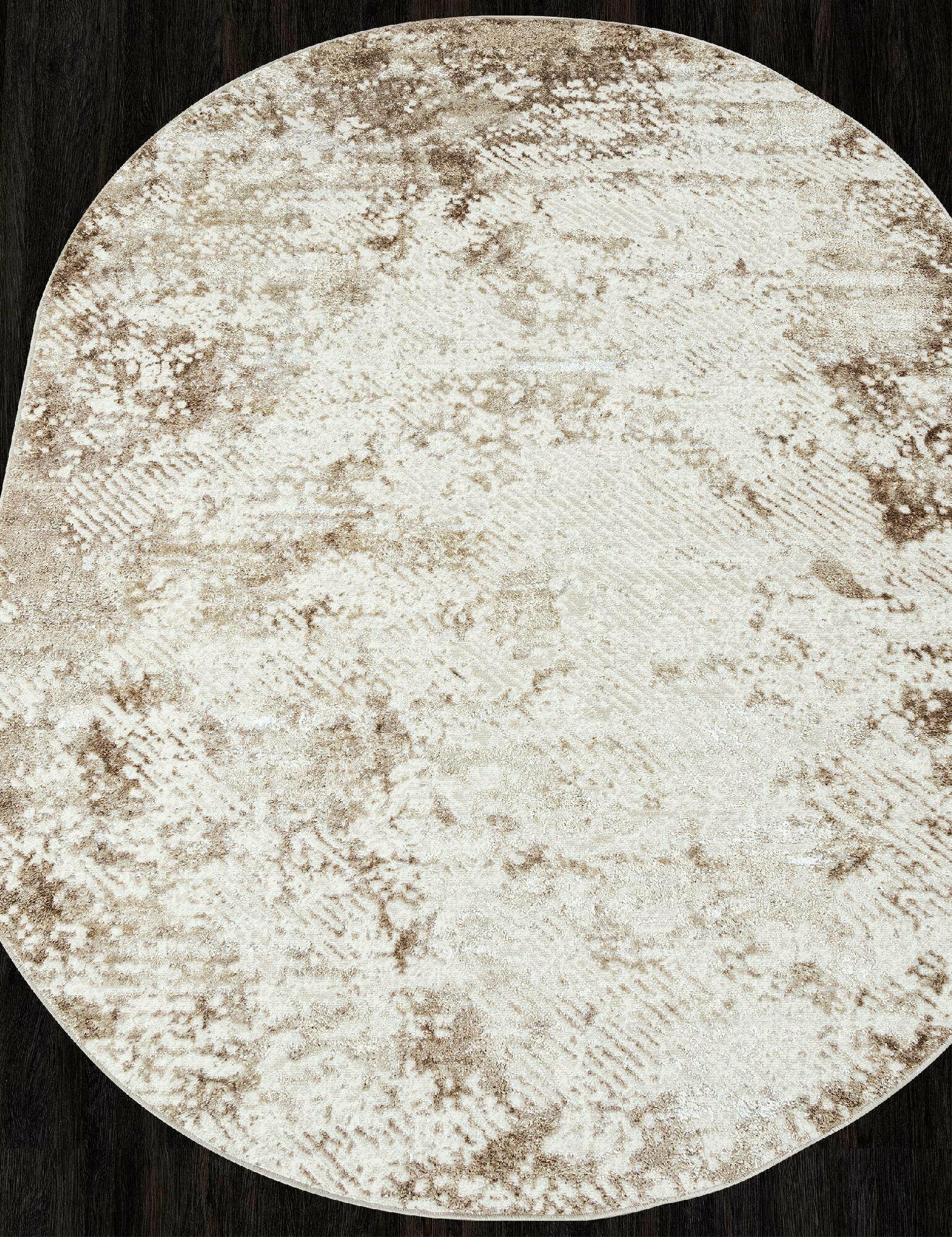 Ковер турецкий Овальный на пол в гостиную в спальню 80х150 см бежевый современный ворс 8 мм 385556 Kover-Russia