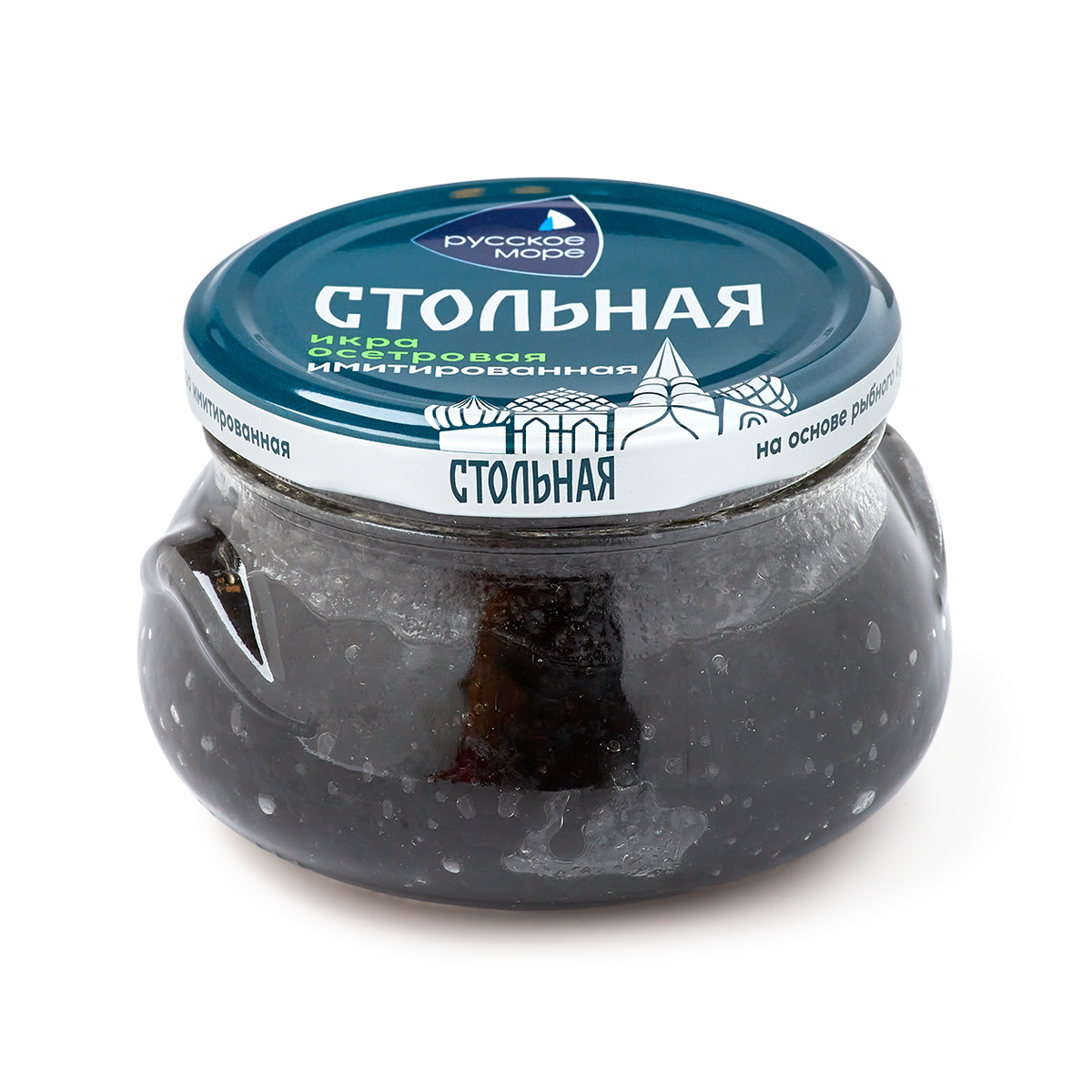 Икра осетровая Стольная Русское Море, имитированная, в стеклянной банке, 230 г