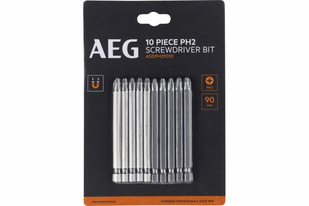 AEG набор бит РН2 90 мм, 10 шт, ASDPH29010, 4932479510 для электроинструмента