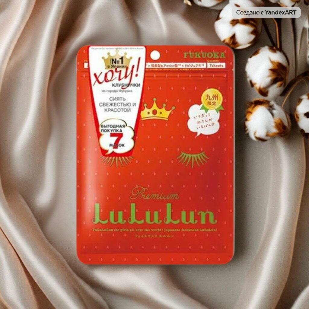 LuLuLun маска для лица Premium Face Mask Strawberry увлажняющая и восстанавливающая «Клубника из Фукуока», 130 г, 108 мл