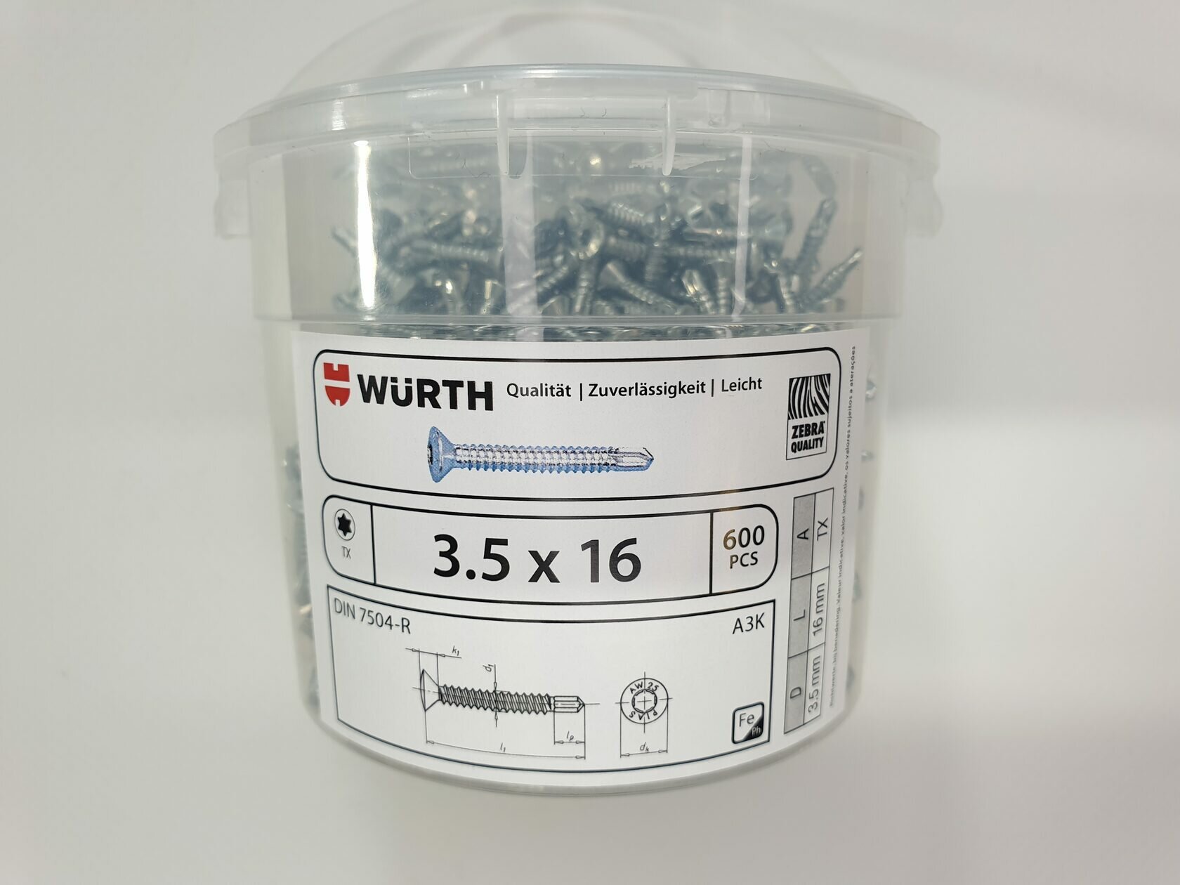 Саморез по металлу DIN 7504-R 3.5x16 (600 pcs) WURTH, Германия