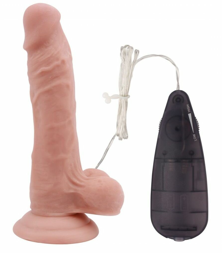 Вибратор с мошонкой на присоске 7 Inch Beginners Dildo Vibrator