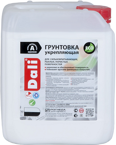 Грунтовка Акриловая Dali Укрепляющая 1л под Акриловую Краску и Другие Отделочные Материалы / Дали Укрепляющая.