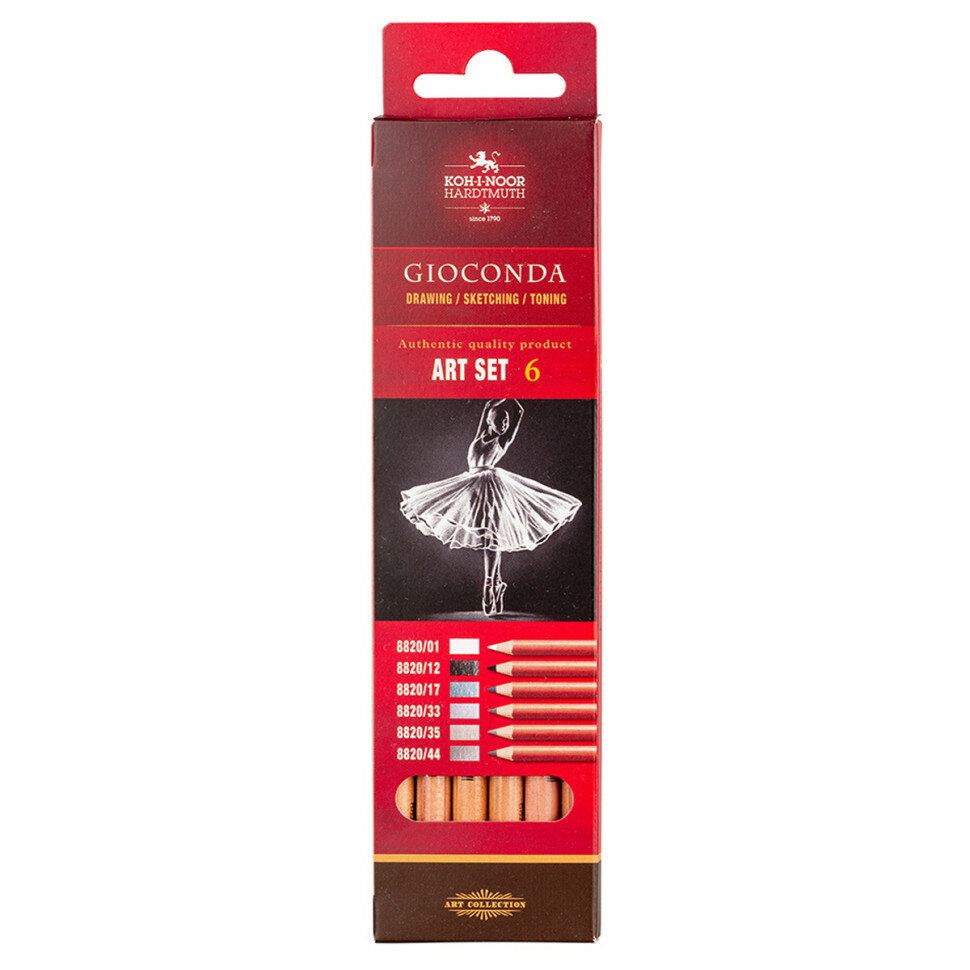 Пастельные карандаши Koh-I-Noor "Gioconda Soft 8826 Grey Line ", 6цв, картон. упак, европодвес, 366931