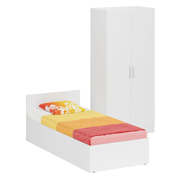 Кровать 0900 + Шкаф 2-х створчатый Стандарт, цвет белый