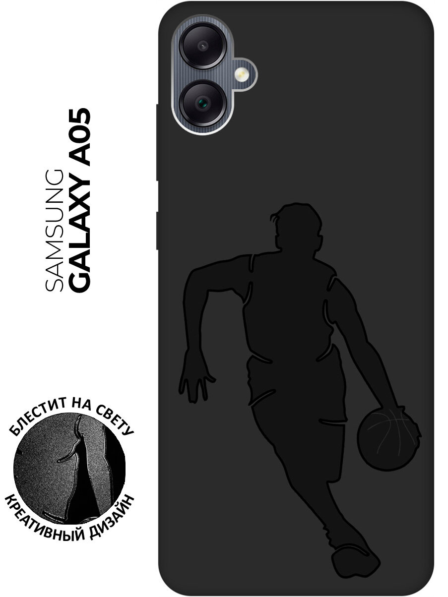 Силиконовый чехол на Samsung Galaxy A05 / Самсунг А05 с рисунком "Basketball" Soft Touch черный