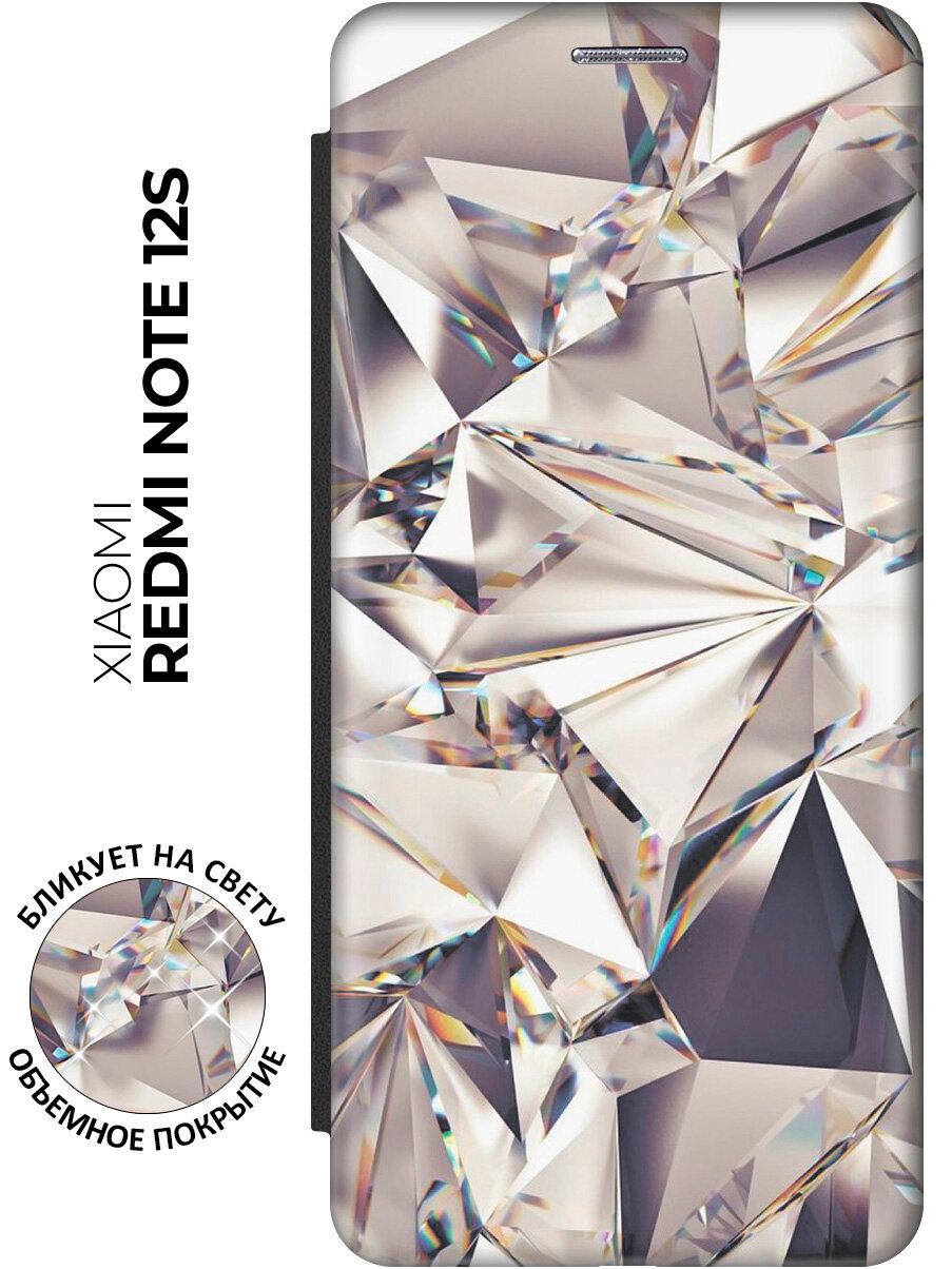 Чехол-книжка на Xiaomi Redmi Note 12s / Сяоми Редми Ноут 12с с рисунком "Алмазные грани" черный