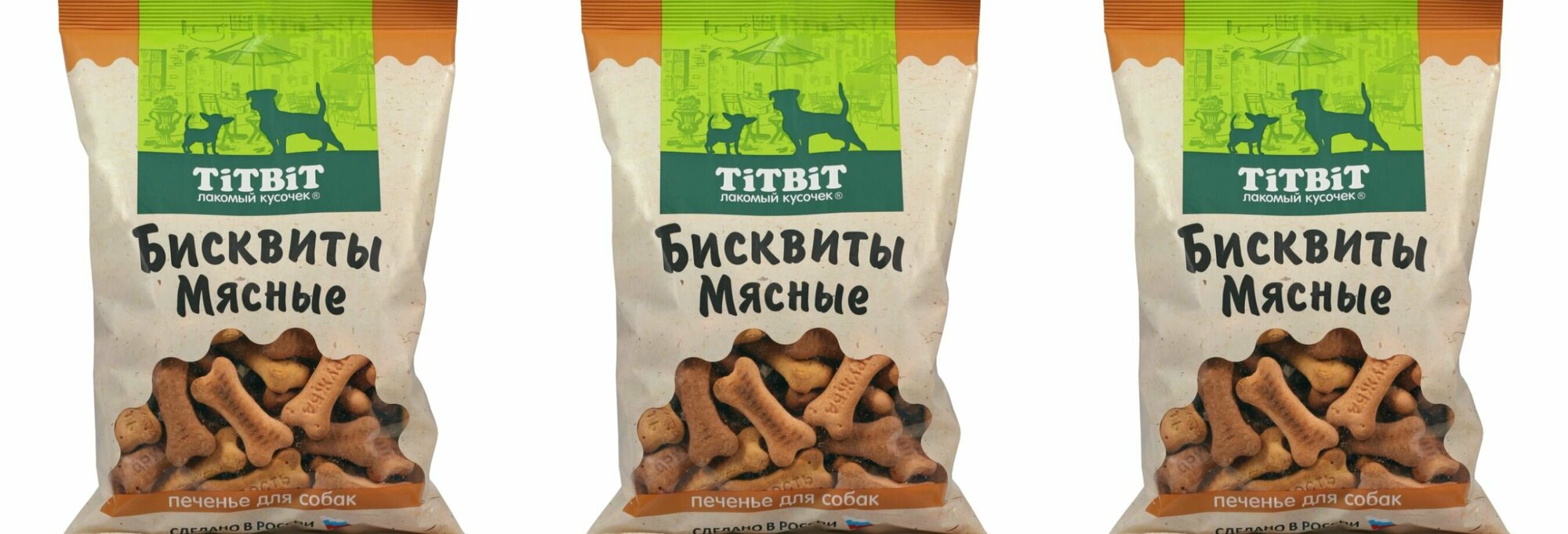 Titbit Лакомство для собак, Печенье Бисквиты мясные, 500 г, 3 шт