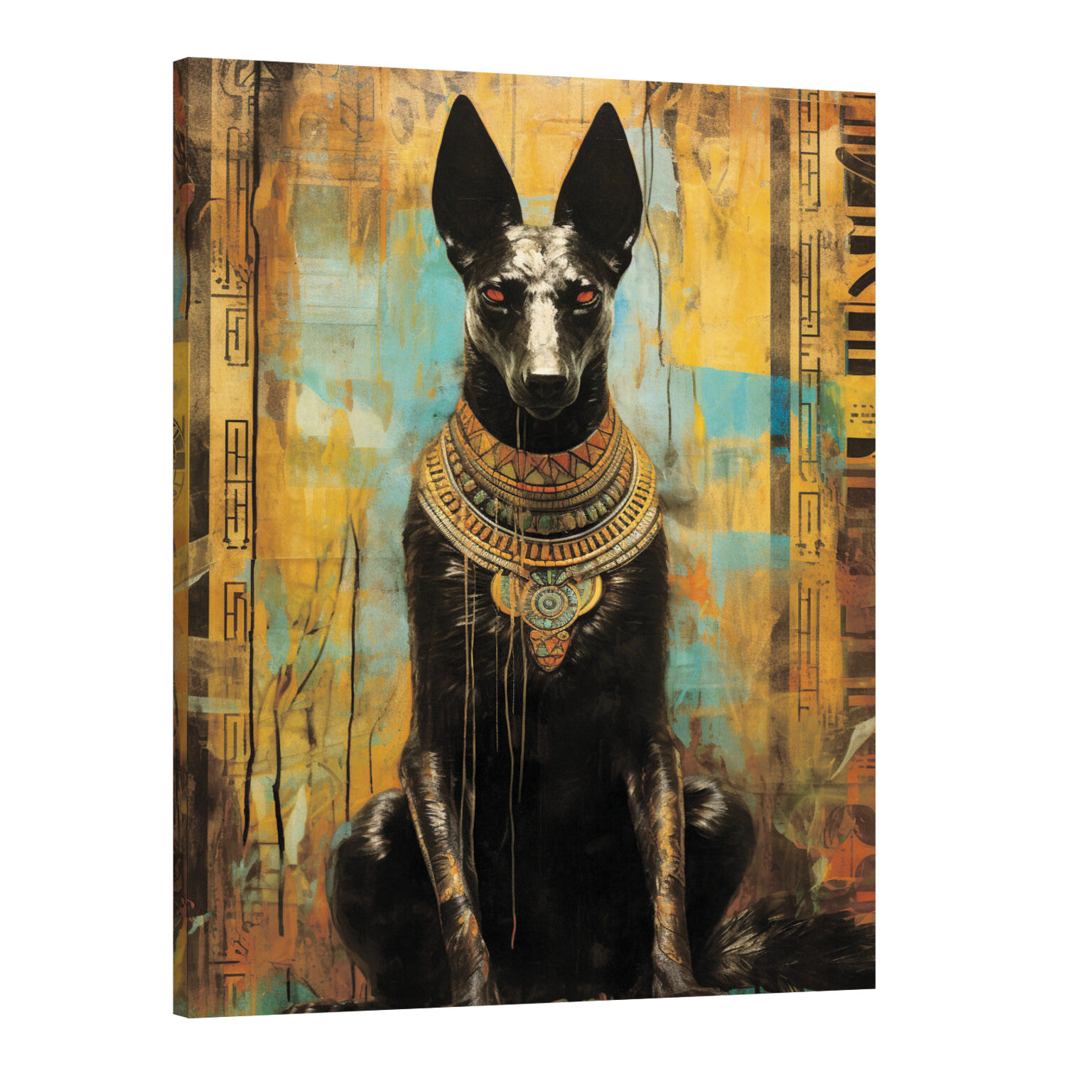 Интерьерная картина 50х70 "Анубис: проводник к богине истории и судьбы"